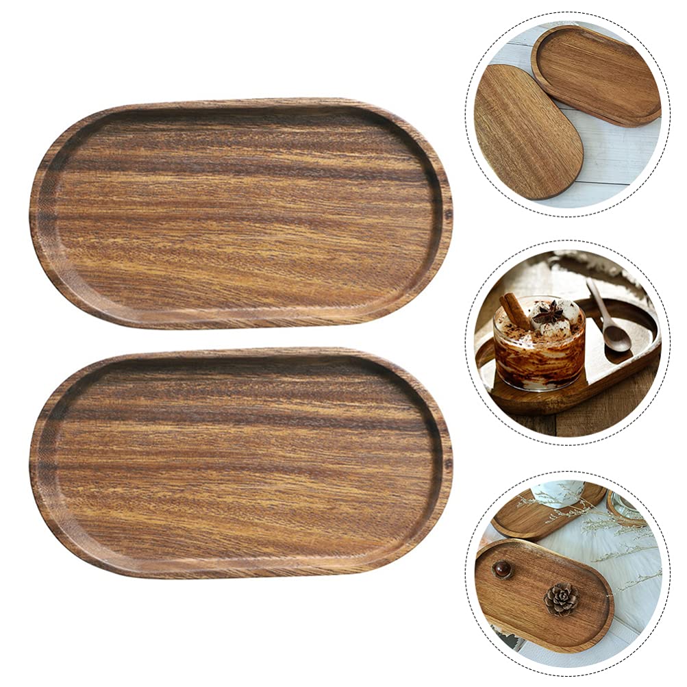Ipetboom Sandwich Bread Pan 2pcs Wooden Decorative Tray Retro Style Food Dinner Dish Tray Wood Breakfast Oval Tray Fruit Vegetable Plate Jewelry Storage Dish for Home Kitchen Bedroom Sushi Platter