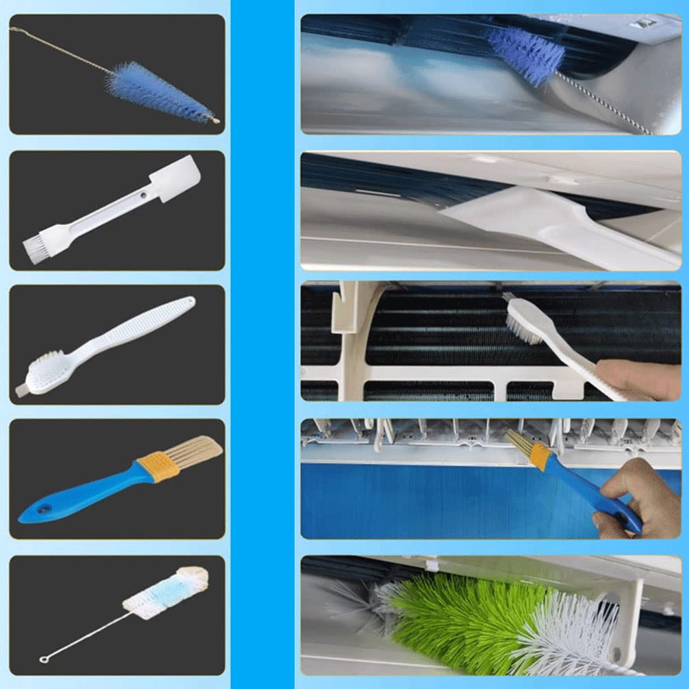 MOFUCA Split Air Conditioner Cleaning Cover Kits, Waterproof Wall Mounted Air Conditioning Dust Washing, Clean Bag with Water Pipe Brushes Towel Pry Tools(Blue)