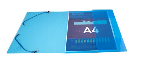 Exacompta - Ref 56701E - Translucent Polypropylene 3-Flap Elastic Folder - Crystal - Suitable for A4 Documents, 0.5mm Polypropylene - Assorted Vibrant Colours (Pack of 5)