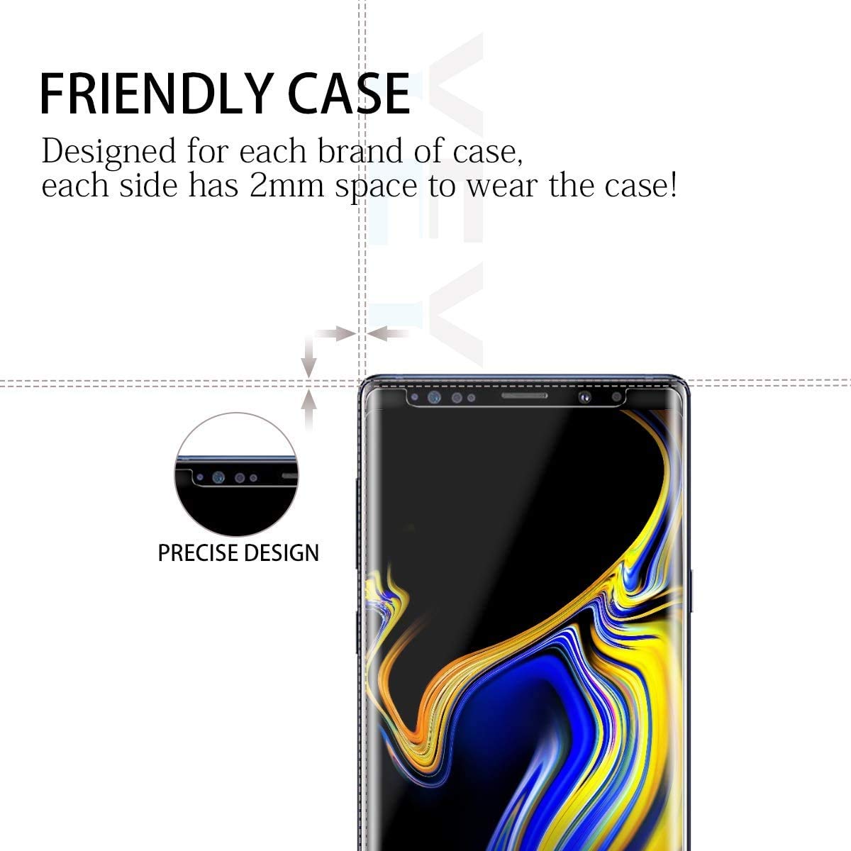 Micger Galaxy Note 9 Screen Protector 【2+2 Pack】 With Camera Lens Protector 3D Glass Curved Full Coverage 9H Hardness Tempered Glass Screen Protector for Samsung Galaxy Note 9