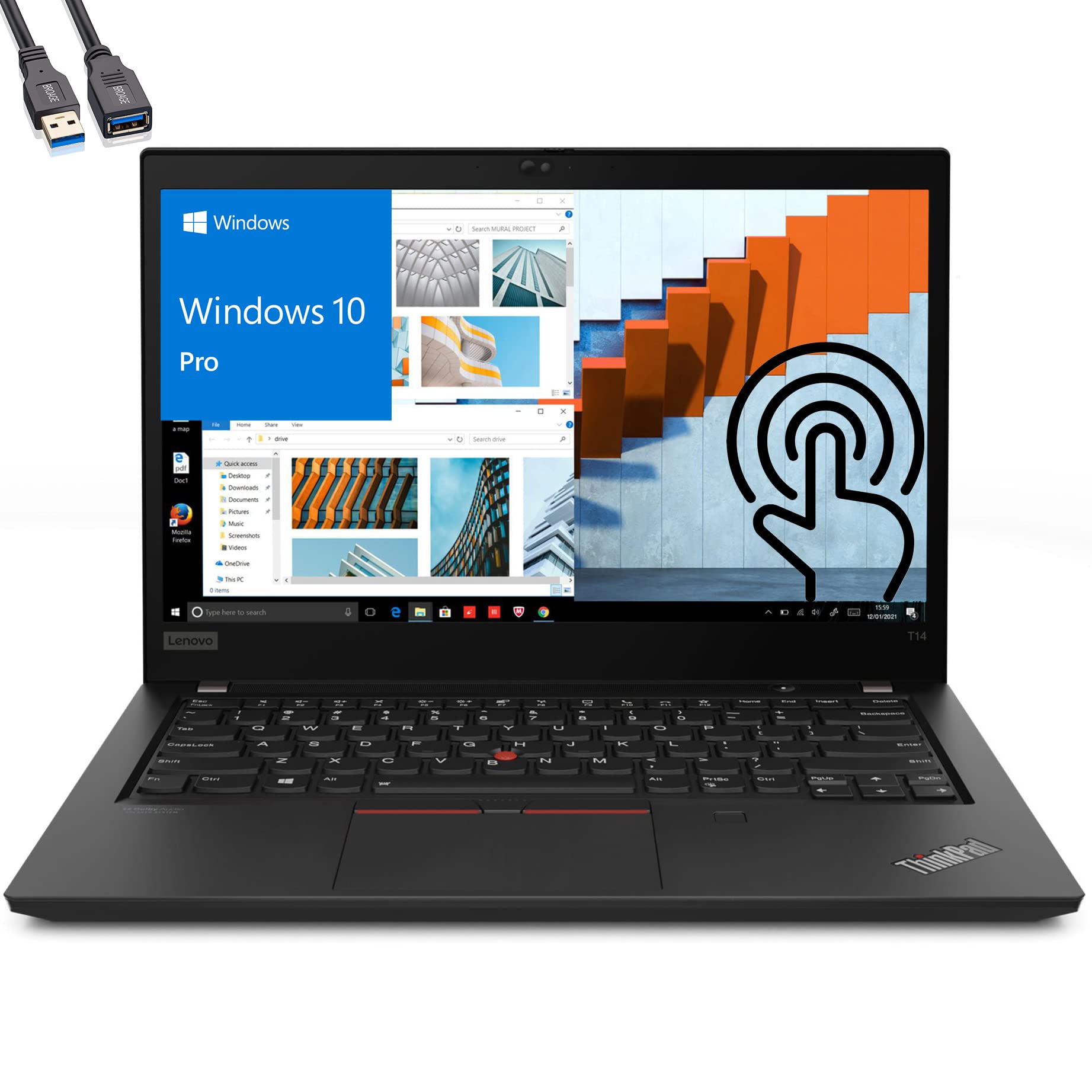 Lenovo ThinkPad T14 Gen 2 Business Laptop, 14" Touchscreen FHD 300nits, Intel Quad-Core i7-1165G7, 16GB DDR4 RAM, 512GB PCIe SSD, WiFi 6, BT 5.1, Fingerprint Reader, Windows 10 Pro