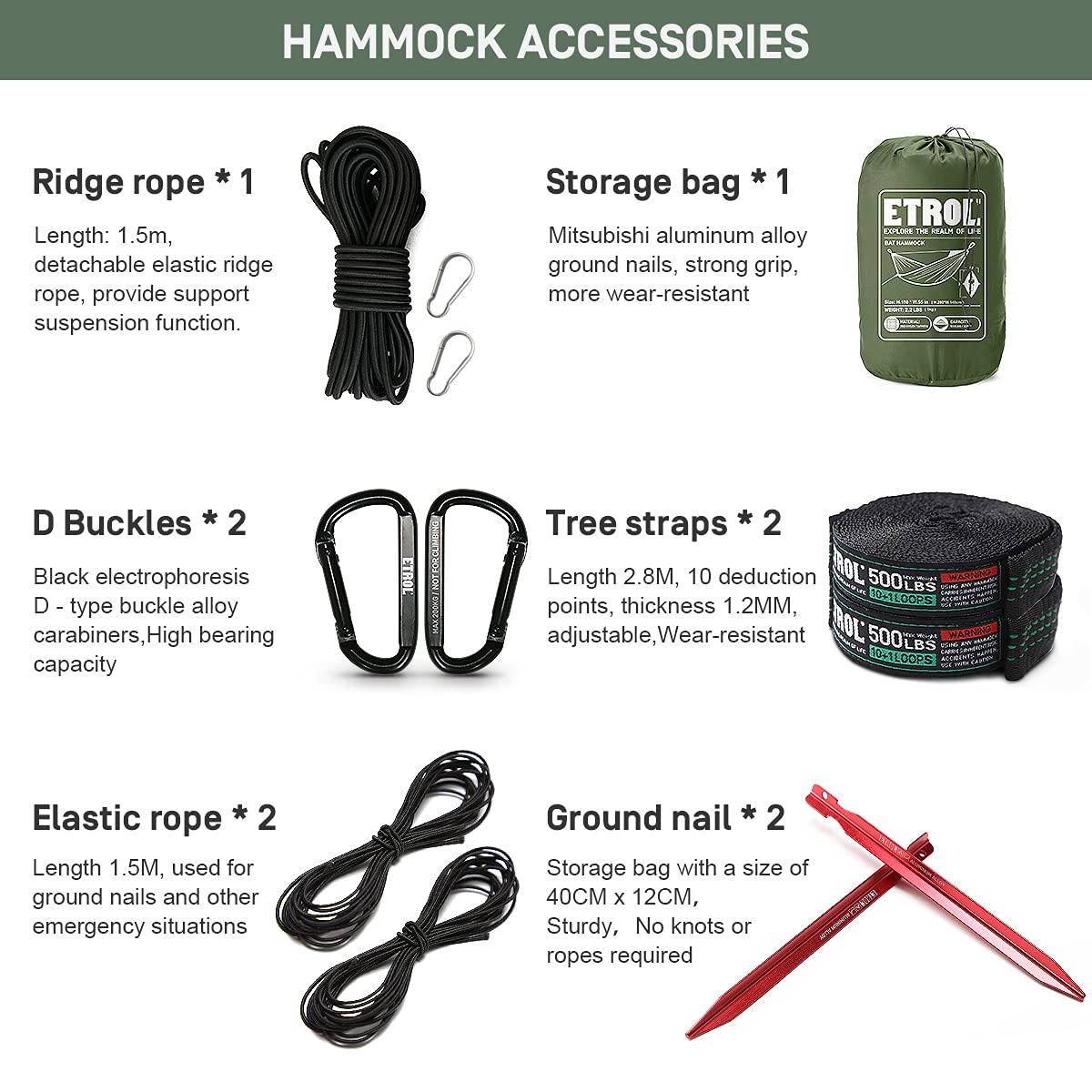 ETROL Upgraded 2 in 1 Large Camping Hammock with Mosquito Net,Pop-Up Lightweight Portable Hanging Hammocks with Tree Straps,Swing Sleeping Hammock with Net for Outdoor,Hiking, Backpacking,Travel,