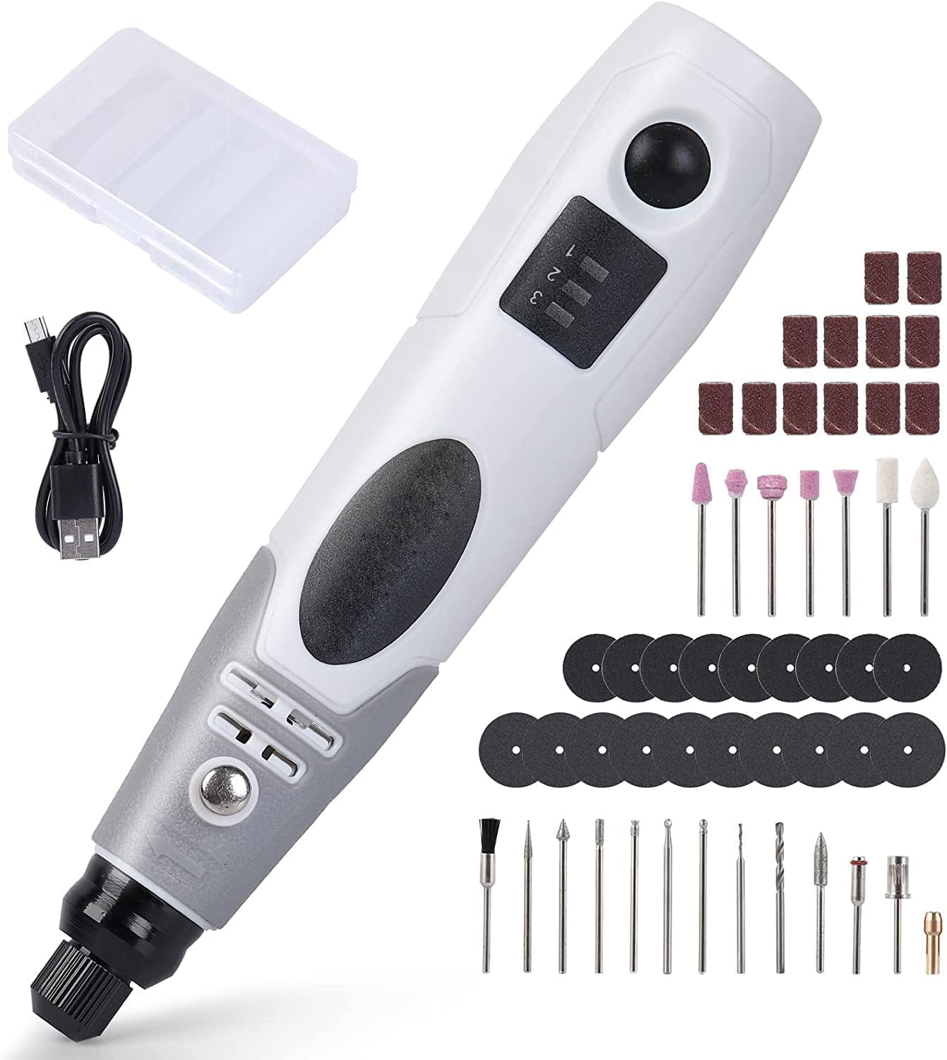 Mini Rotary Tool Cordless, 3.6V With 50 Accessories,USB Charging,3-Speed Power Rotary Kit For Small Light Projects as Sanding,Polishing,Engraving, DIY Crafts
