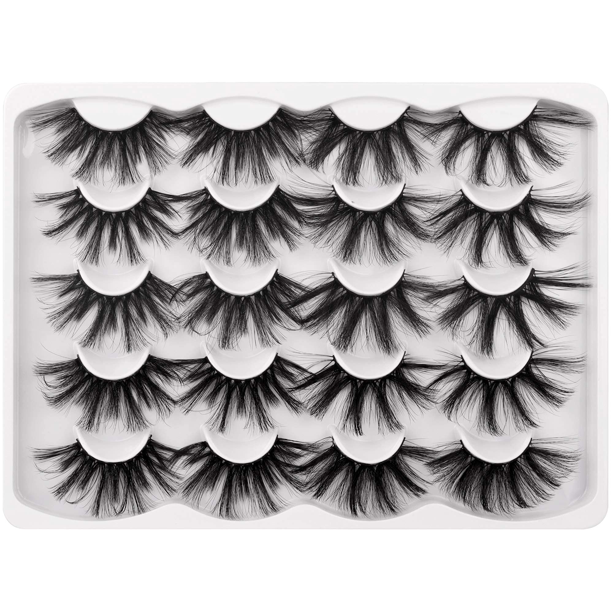 False Eyelashes Mink Lashes 25mm Long Eye Lashes Pack Dramatic 6D Wispy Thick Volume Fake Eyelashes by Geeneiya (2 Styles Mixed)