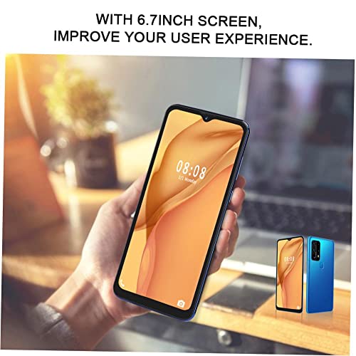 jiabaoyu Global Compatible Dual SIM Smartphone with Facial Recognition - Blue Large Screen Unlocked Smartphone with High Capacity Memory Fast Charging Technology and Face Unlock