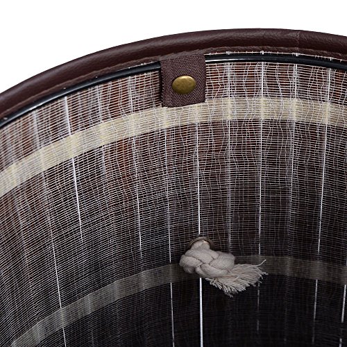 Ninitya Bucket folding dirty clothes basket with lid dark brown