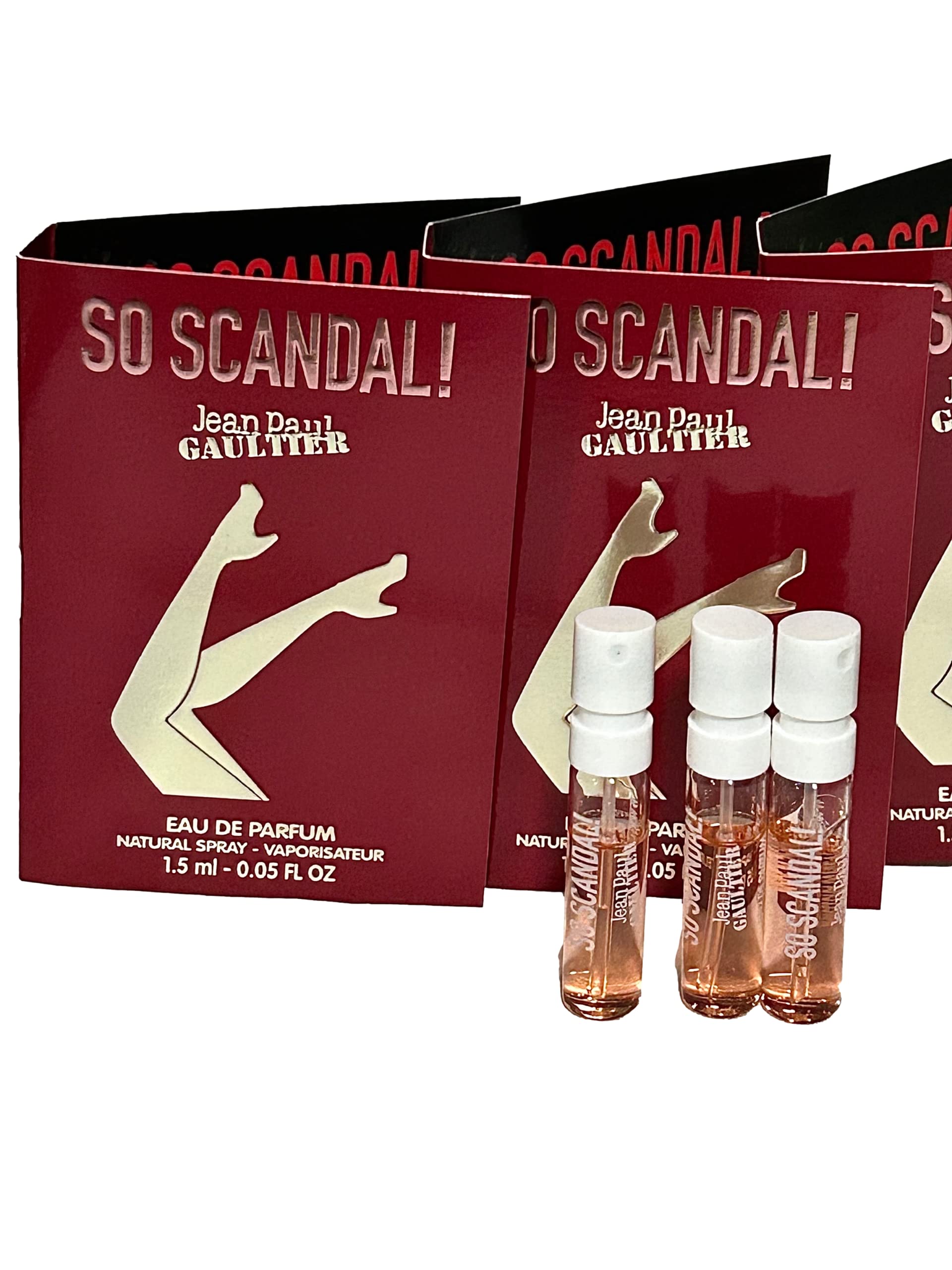 Jean Paul Gaultier So Scandal Women Sample EDP 0.05 fl. oz. / 1.5 ml Vial Spray Mini Perfume Vial Eau De Parfum (Set of 3)