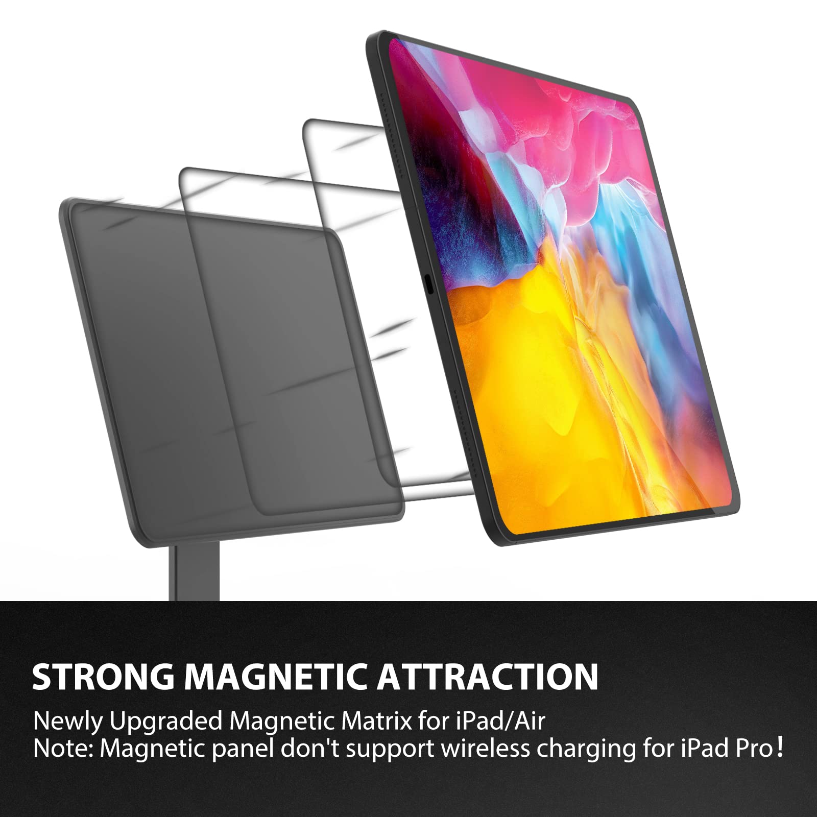 KU XIU 2 in 1 Magnetic iPad Pro Stand with Fast Wireless Charging Base,Adjustable Rotation Floating Tablet Holder for Desk,Aluminum Dock for iPad Pro 12.9 3rd/4th/5/6th Generation