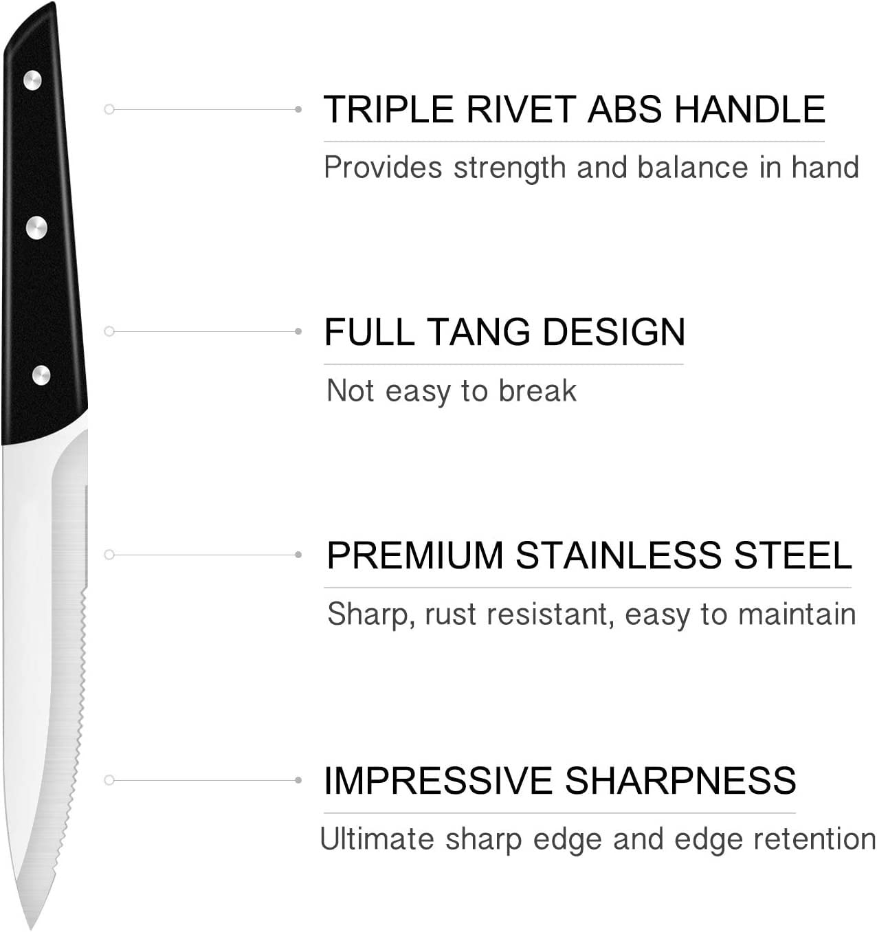 Knife Sets with Block, 8-Piece Kitchen Knife Set with Sharpener, Germany Stainless Steel Knife Block Set and Serrated Steak Knives