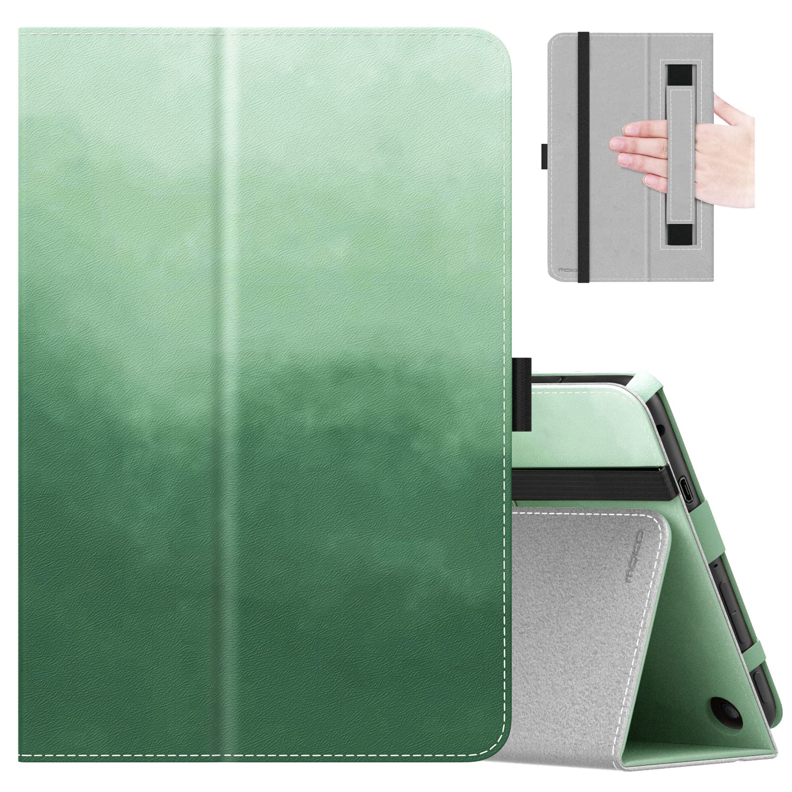 MoKo Case Compatible with Amazon All-New Kindle Fire 7 Tablet (2022 Release-12th Generation) Latest Model 7" - Slim Folding Stand Cover with Auto Wake/Sleep, Pine Green