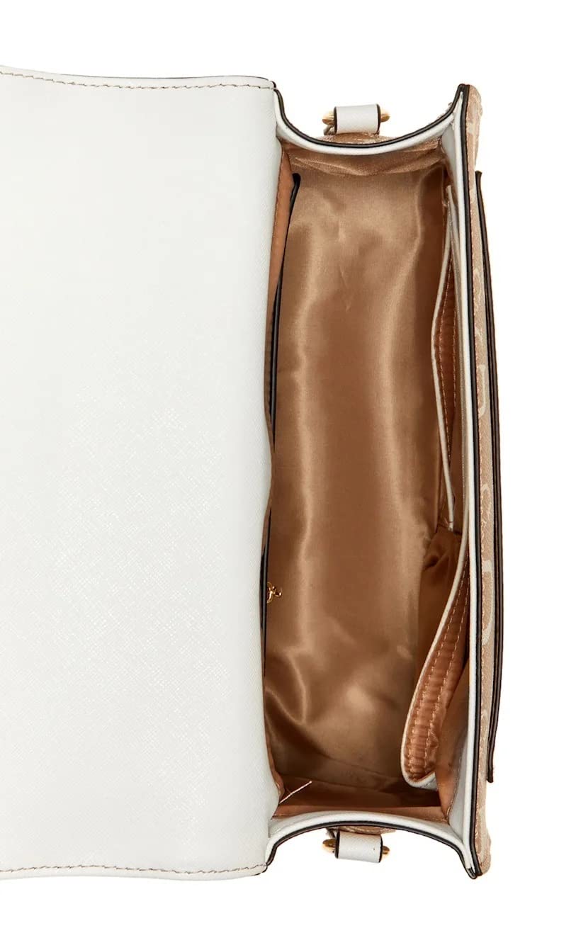 GUESS Women's Keston Caramel Tan Brown Logo Print Crossbody Bag Handbag Purse