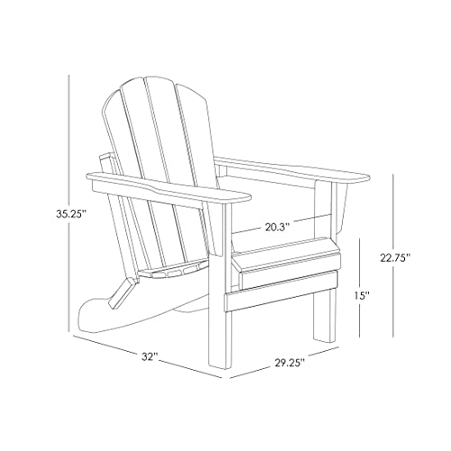 WO Home Furniture Adirondack Chair Lounger Outdoor Folding for Fire Pit, Beach, Balcony, Backyard, Lawn, Patio, Pool, Deck, Garden (Dark Green)