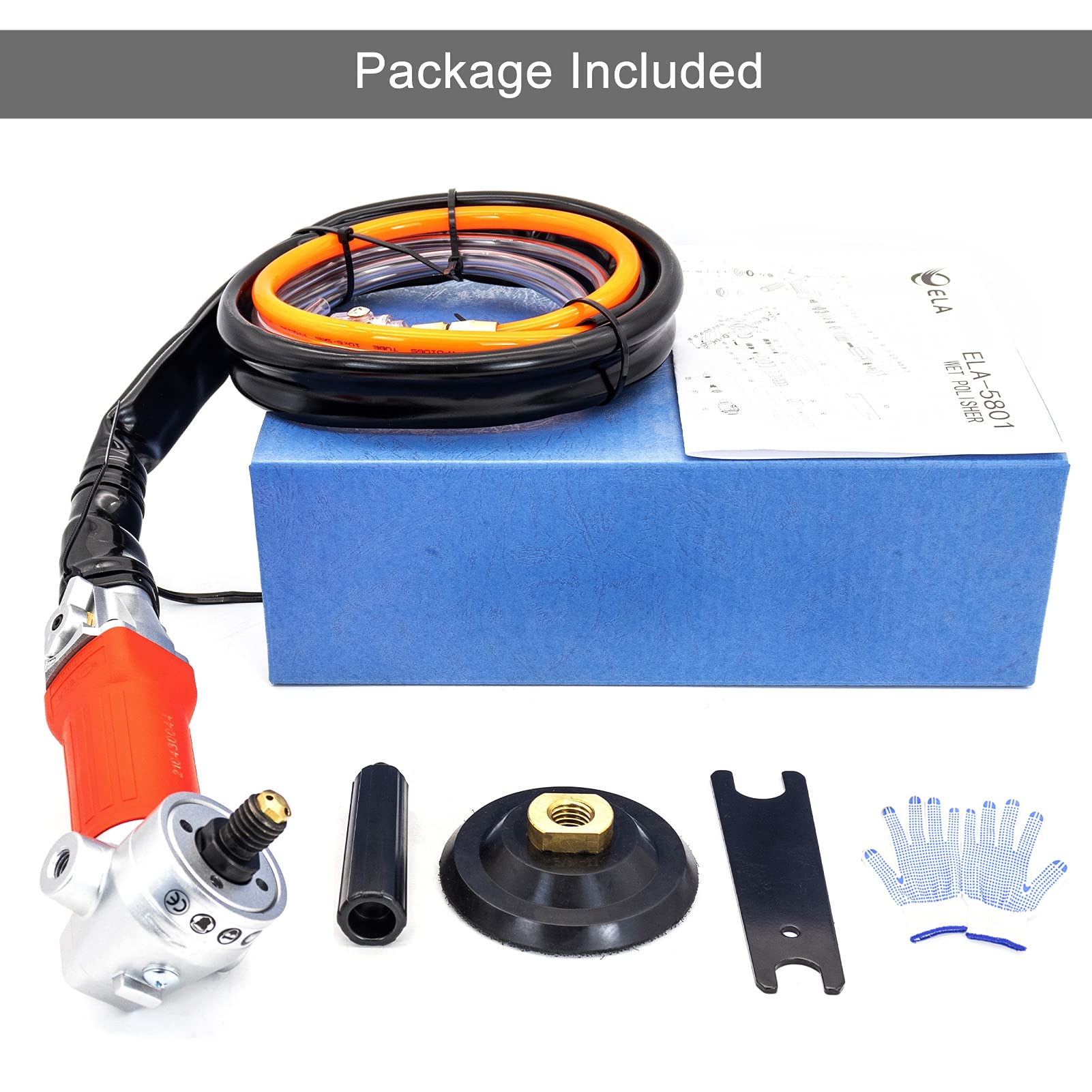 SDRTOP Wet Air Stone Polishers 4 Inch Pneumatic Water Grinders Air Powered Wet Sander with Rear Exhaust 5500 Rpm for Granite Marble Concrete Polishing