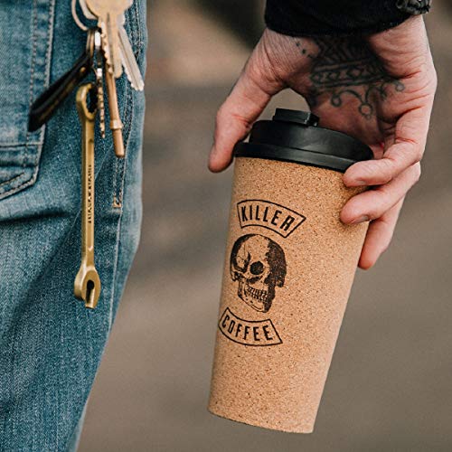 Iron And Glory Reusable Cork Leak Proof Lid and Double Walled Insulation-to Go Coffee and Tea Cup for Travel and Work, 425ml, Stainless Steel, 15 Ounces