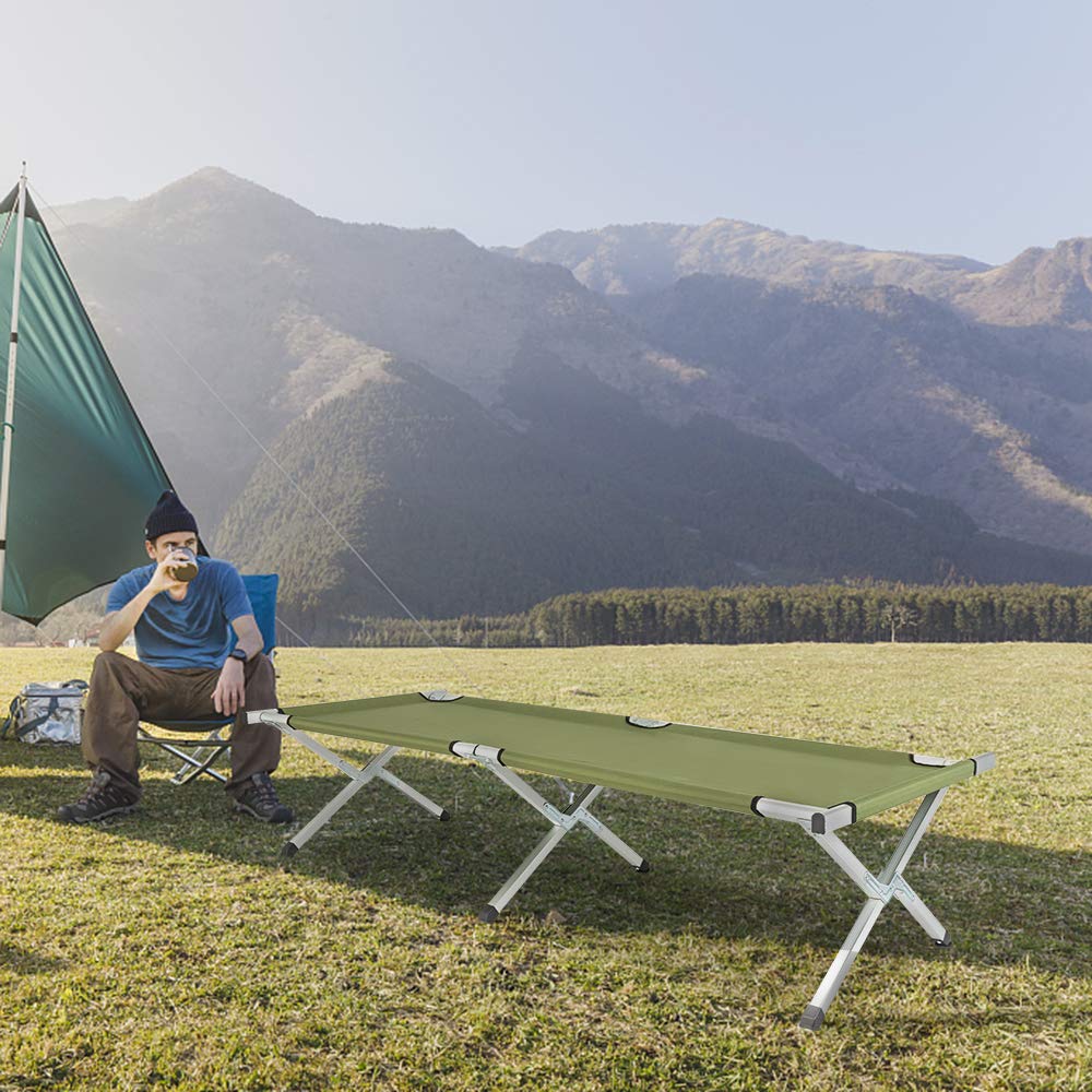 Folding Military Army Camp Bed,Outdoors Camping Cot for Adults,Portable Heavy Duty Sleeping Cots for Travel,Hunting,Foldable Free Organizer and Storage Bag