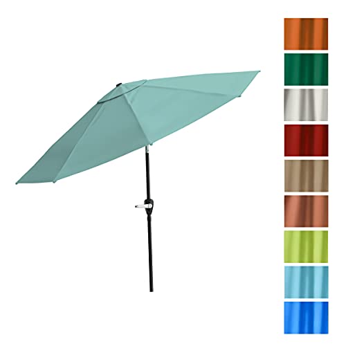 Pure Garden Patio Umbrella with Auto Tilt β 10 Ft Easy Crank Outdoor Table Umbrella Shade for Deck, Balcony, Porch, Backyard or Pool (Dusty Green)