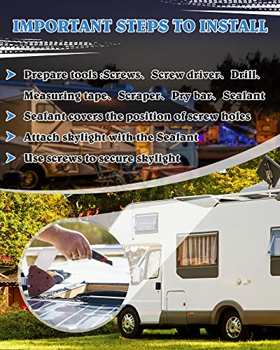 Nizzipum RV Skylight Thick RV Skylight Replacement Durable RV Skylight Cover 18”x26” Fitting 14" x 22" RV Skylight Dome Opening UV Resistant for Camper Trailer Skylight(Clear)