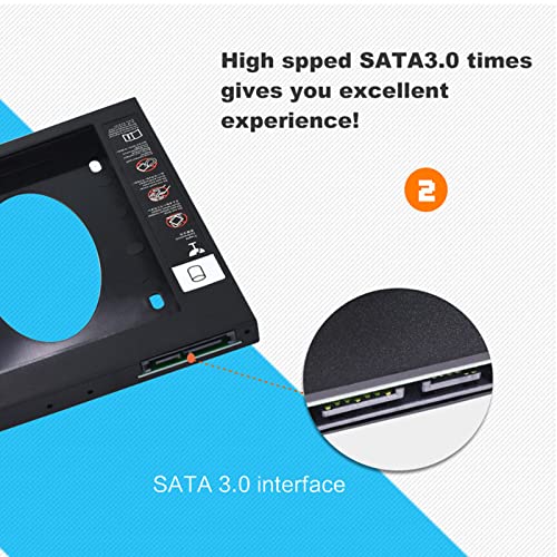 Jeanoko SSD Converter, Hard Drive Caddy Bay SATA3.0 2.5in Convenient Practical 12.7mm Height for Office for Home