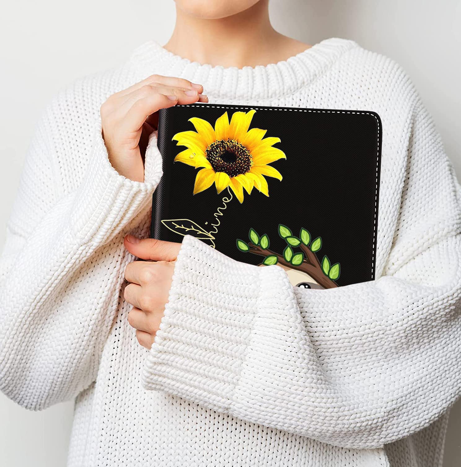 for iPad 10.2/10.5Case,with Coaster Adjustable Stand Auto Wake & Sleep Smart Cover for iPad 9th / 8th / 7th Generation (2021/2020/2019) 10.2 inch/iPad Air 10.5" 2019 - Sunflower and Sloth (Pen Bag)