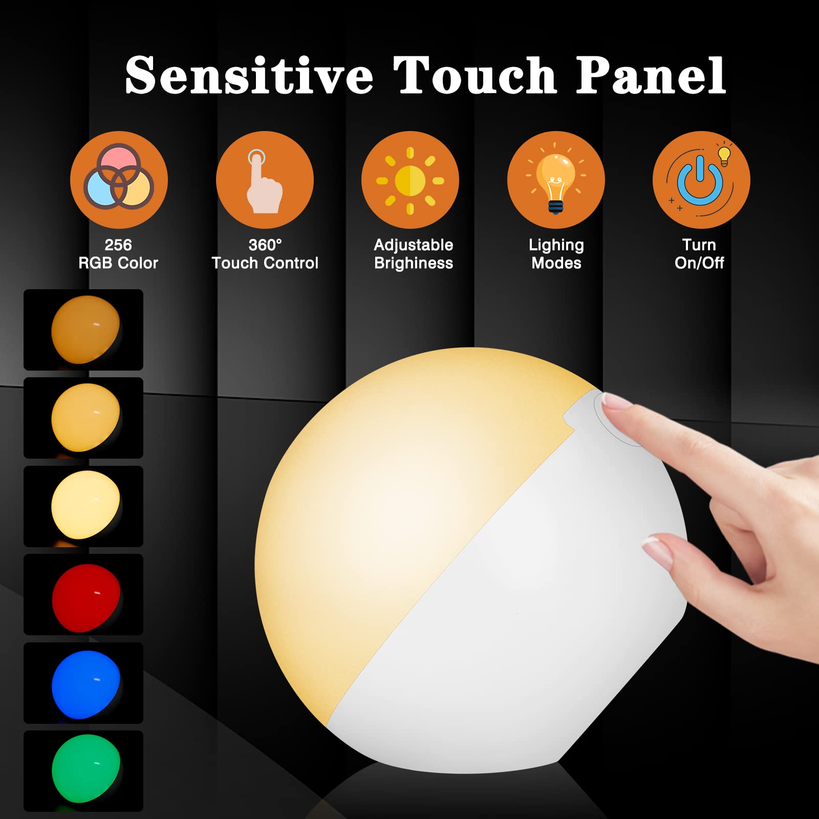 InPoTo Night Light, Touch Sensor Bedside Lamps, Dimmable Warm White Light & Color Changing RGB for Bedrooms,Baby Kids Room,Gift Packing