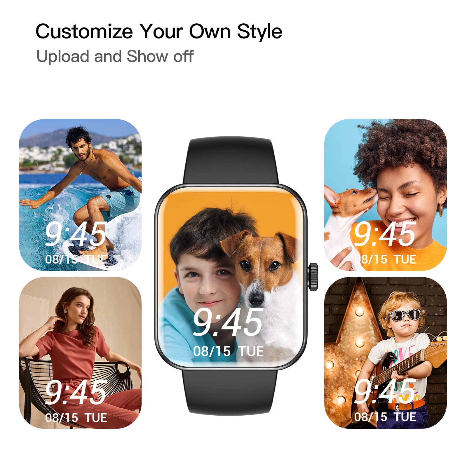 EURANS Smart Watch 42mm Bluetooth Calling (Answer/Make Call) HD Touch Screen IP68 Waterproof Fitness Tracker for Android and iOS Phones, Blood Oxygen & Heart Rate Monitor, Sleep Tracking for Men Women