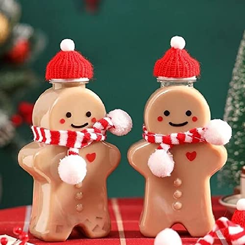NEW Gingerbread Mug,Creative Water Bottle Kitchen Milk Tea Christmas Decoration Gingerbread Man Drinking Cup,Cute Gingerbread Man Drinking Cup Portable Drink Bottle (Transparent)
