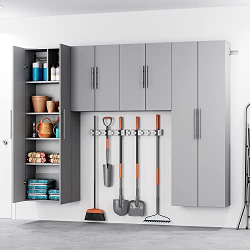 Prepac HangUps 24" Large Garage Cabinet, Bathroom Cabinet Wall Mount, Laundry Cabinet, Kitchen Wall Cabinet, Ideal for Garage, Kitchen and Laundry Organization 24" W x 72" H x 12" D, Light Gray