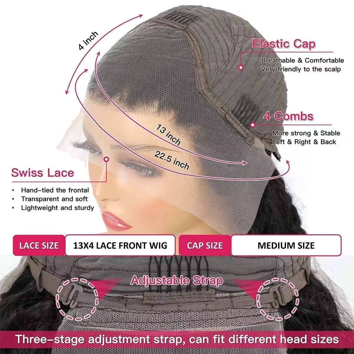 Jektoain 13x4 Deep Wave Wig (13x4 Deep Wave Lace Wig, 18 Inch)