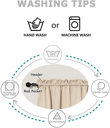 Eternal Beauty Blackout Window Valance Curtains for Kitchen Darkening Rod Pocket Valance Short Curtain Panels (42x18 Inches + 1.6 inches Header, Navy Blue)