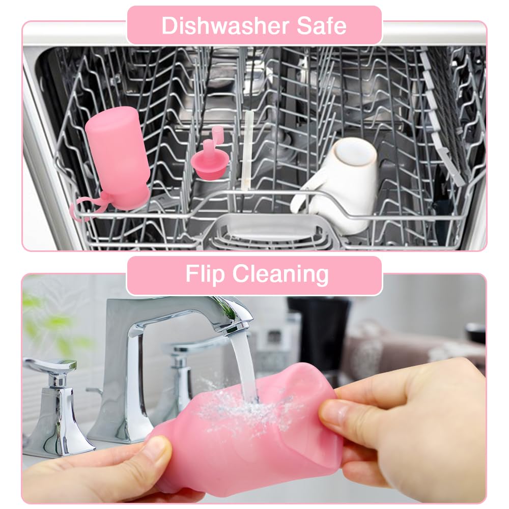 Morlike Reusable Baby Food Pouches, 4oz Silicone Squeeze Storage Bags with Straw for Toddlers Kids, Washable & Freezable (Pink - 2 Pack)
