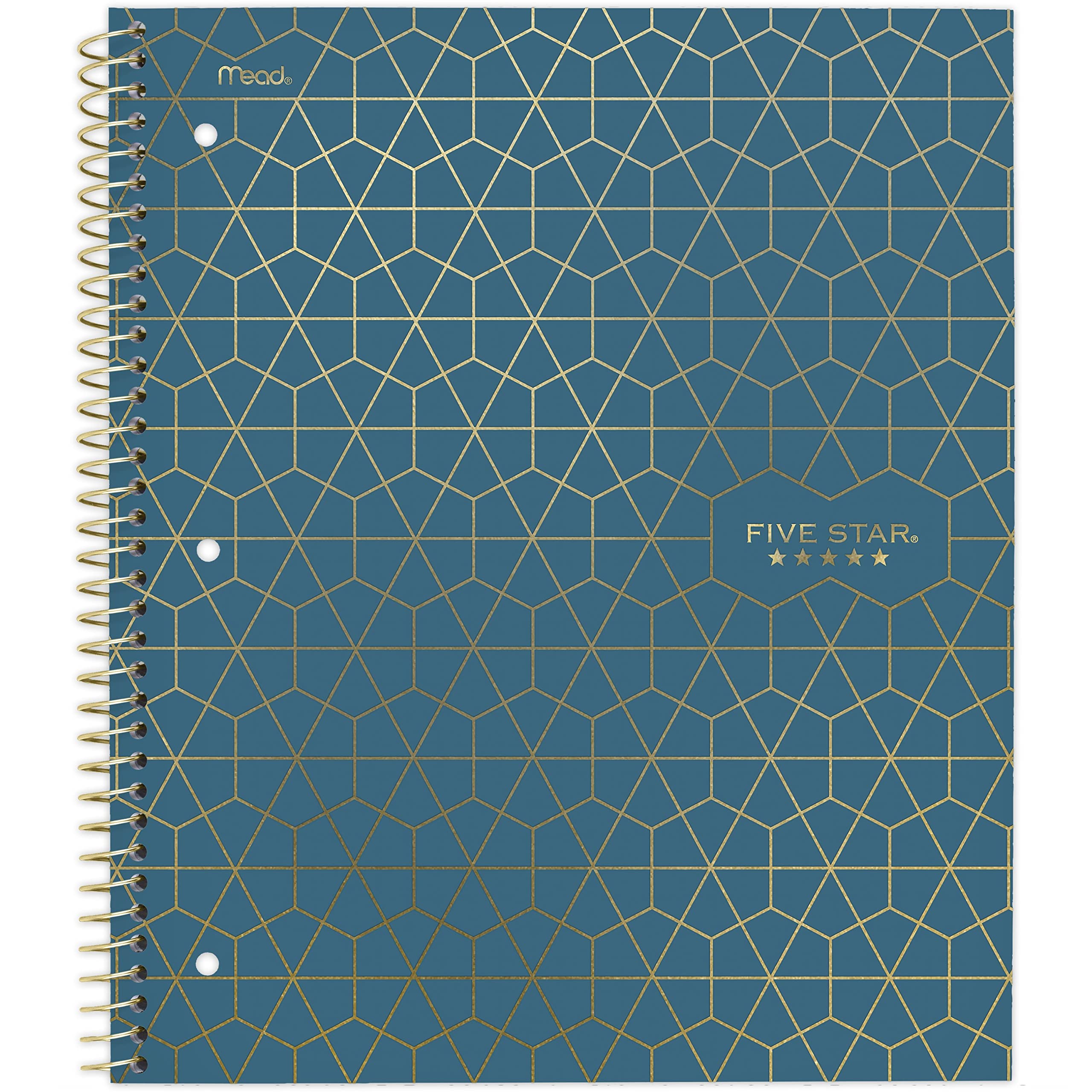 Five Star Spiral Notebooks, 1 Subject, College Ruled, 11" x 8-1/2", Cute Designs Colors, 3 Pack, Design May Vary