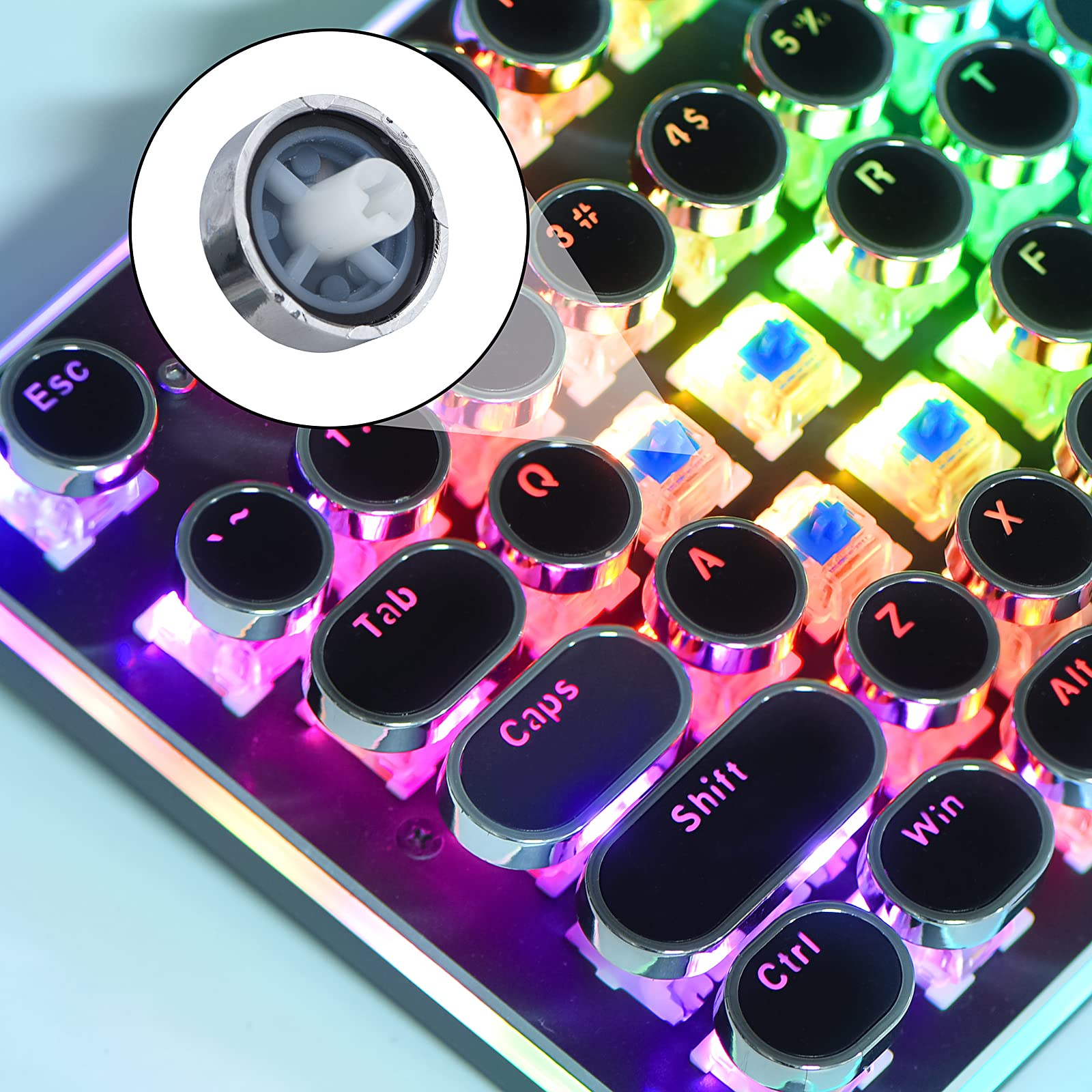 KOLMAX HUNTER Typewriter Style Mechanical Gaming Keyboard,RGB Backlit Wired Gaming Keyboard with Blue Switch Retro Steampunk Round 104 Anti-ghosting Retro Round Keycaps for Windows/Mac/PC