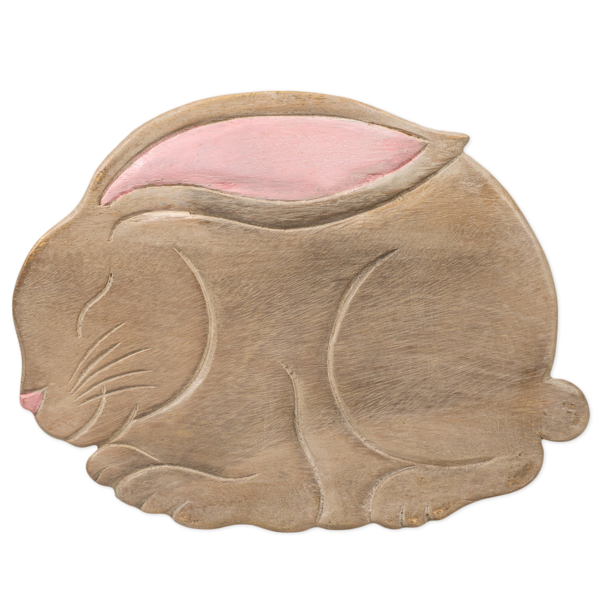 Sea Island Imports, Inc. Bunny Rabbit Hand-Carved Acacia Hardwood 11 inch Decorative Animal Foot Rest Step Stool