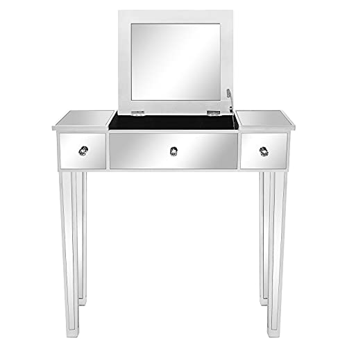SDGH FCH Flip Glass Mirrored Makeup Table Dressing Table Dressers Study Table (80 x 38 x 76) cm(L x W x H)