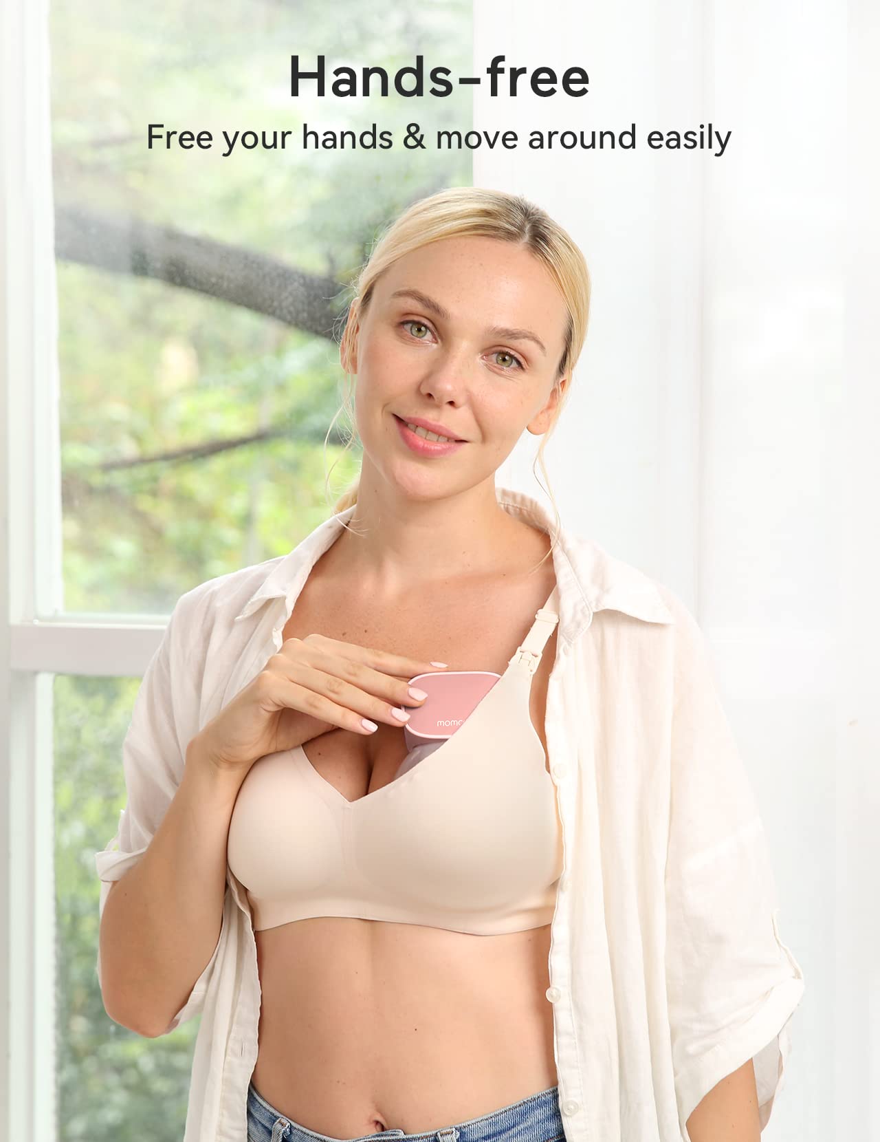 Momcozy Breastmilk Storing Bags with Temp-Sensing 120pcs & Double Wearable Breast Pump, 24mm Pink