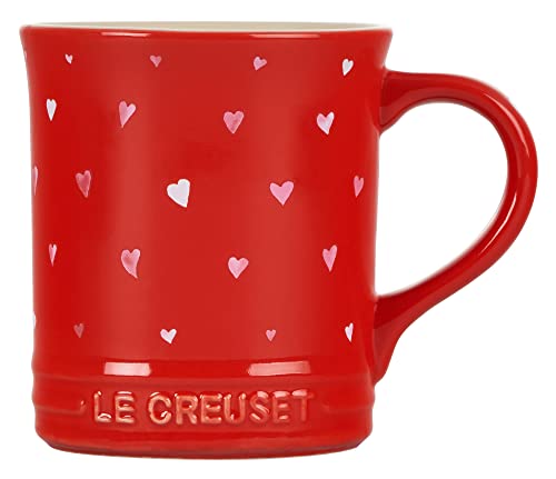 Le Creuset L'Amour Collection Stoneware 14oz Mug, Cerise with Heart Applique