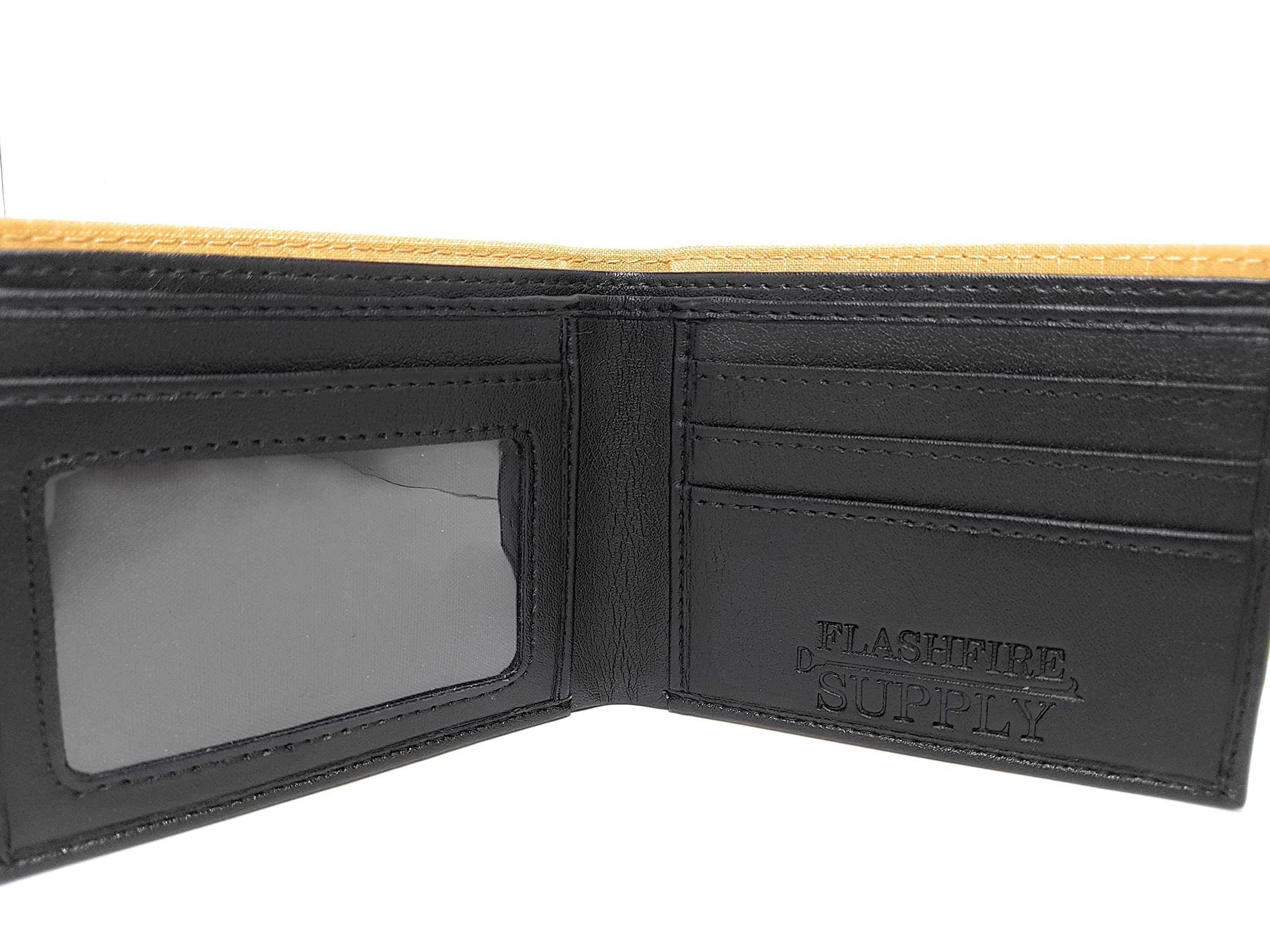 Flashfire Supply Firefighter Wallet Bifold Original Turnout Bunker Fabric Gear - Portefeuille Pompier (Black & Yellow)