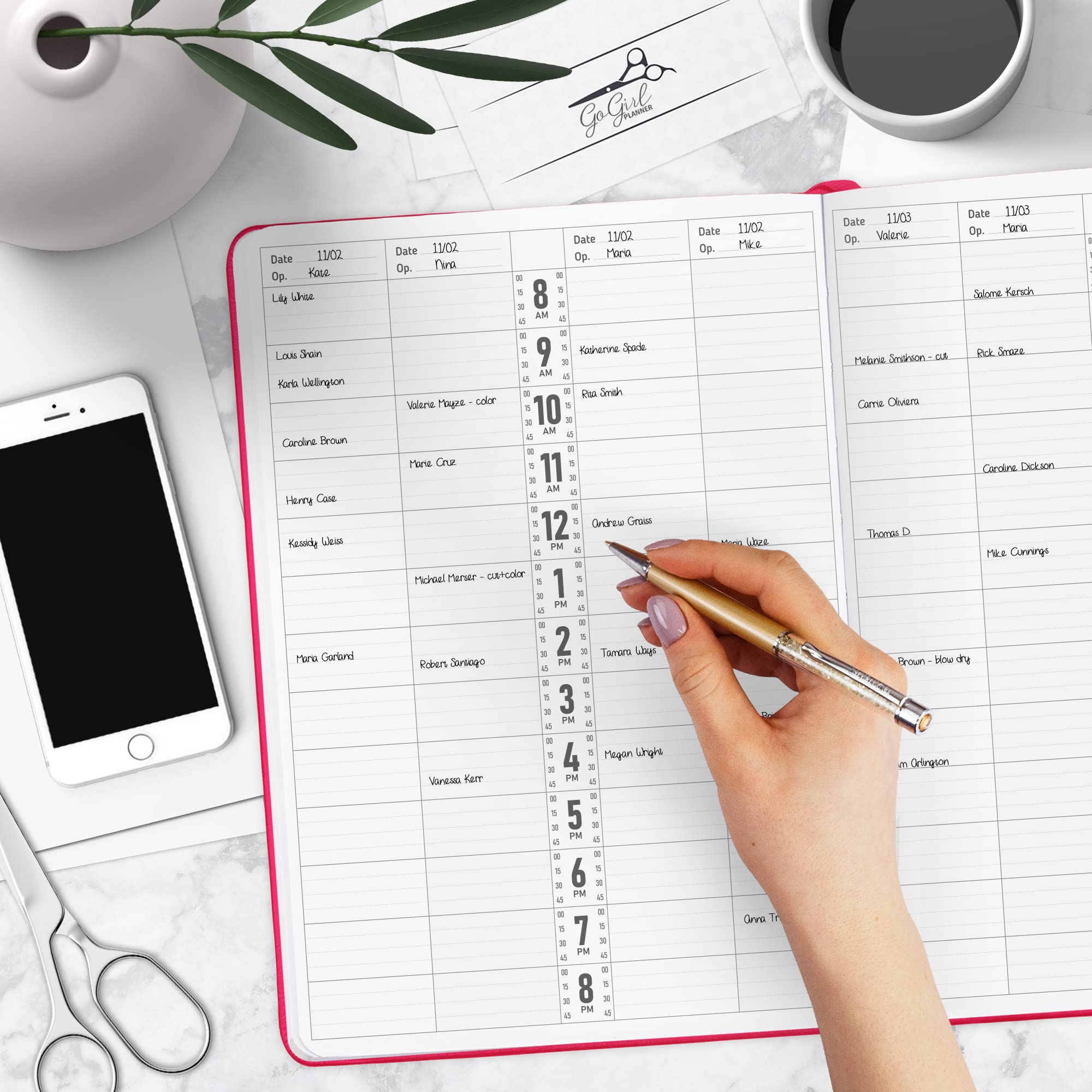 GoGirl Salon Appointment Book – Reservation Book for Beauty Salons, Spas, Hair Stylists, Estheticians – Appt Booking Planner, 7x10″ (Hot Pink)