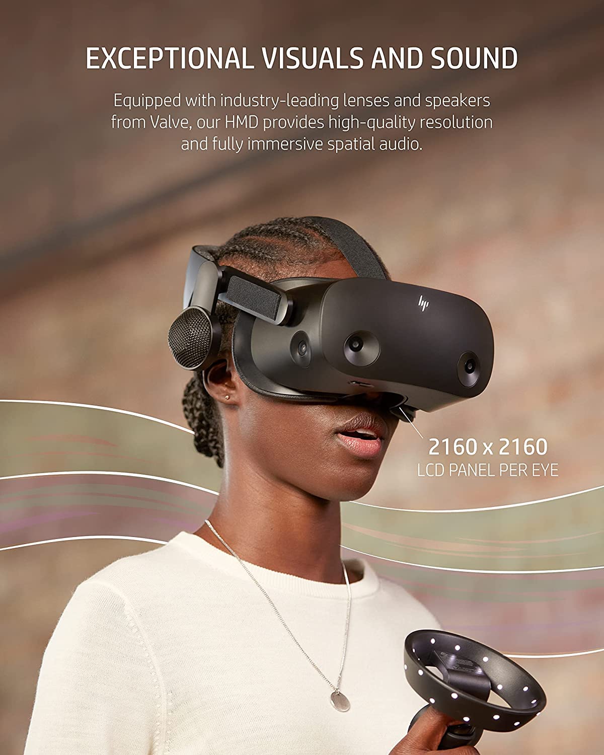 HP Reverb G2 Virtual Reality Headset, with Controller, Adjustable Lenses & Speakers from Valve, 2160 x 2160 LCD Panels, for Gaming, 4 Cameras, Compatible