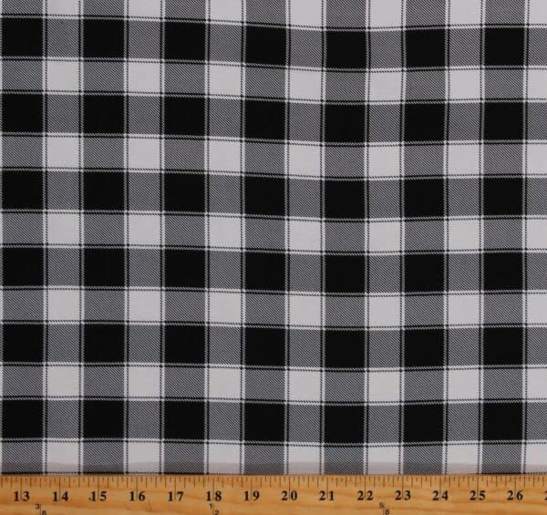 FlashPhoenix Quality Sewing Fabric – 100% Cotton Buffalo Check Black, White Squares Fabric Print Size; 36" x 44" Inch (by The Yard)