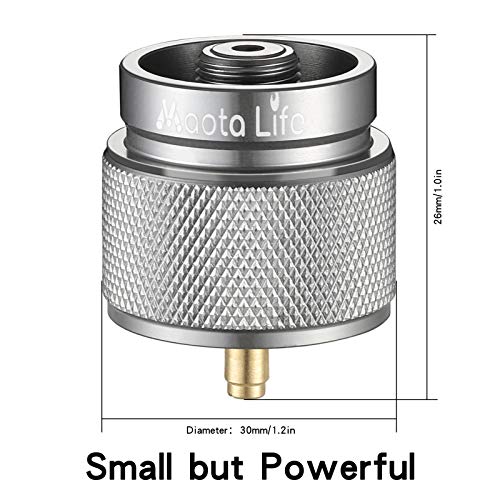 MaotaLife Camping Stove Adapter β 1Lb Propane Small Tank Input and EN417 Lindal Valve Output Propane Canister Converter β Premium Quality Durable Construction β Detachable Stand Included