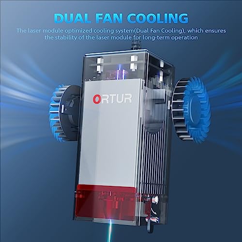 ORTUR 20W Laser Module LU3-20A, Higher Accuracy 0.08*0.08mm Compressed Spot Laser Head for All ORTUR Laser Masters, Dual Fan Cooling, 380+ Colors On Metal Steel Engraving (Must Used with Air Assist)