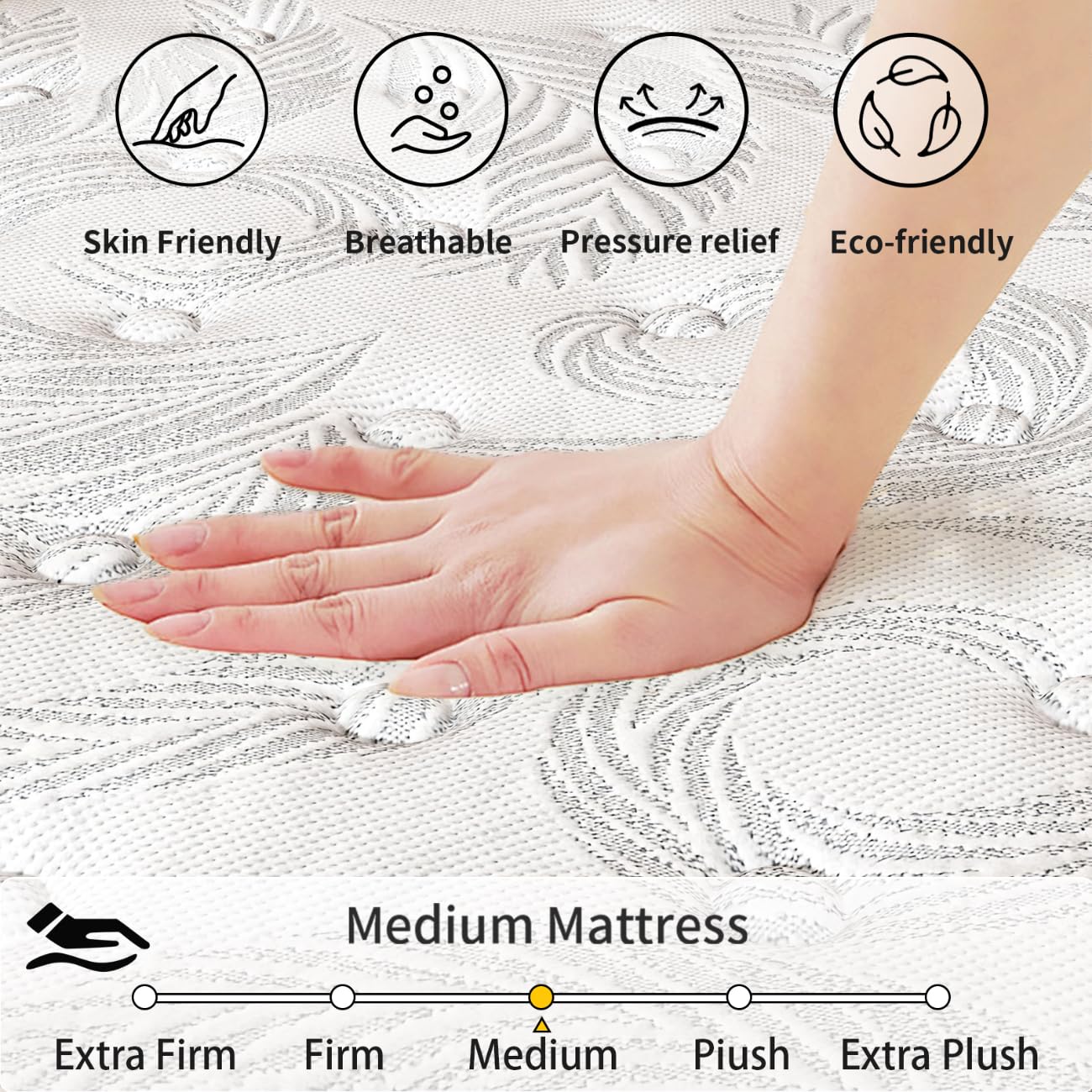 Queen Mattress 12 Inch, Gel Memory Foam Mattress, Hybrid Mattress in a Box with Pocket Spring, Soft & Comfortable Medium Firm Mattress, Motion Isolation, Pressure Relief, CertiPUR-US Certified