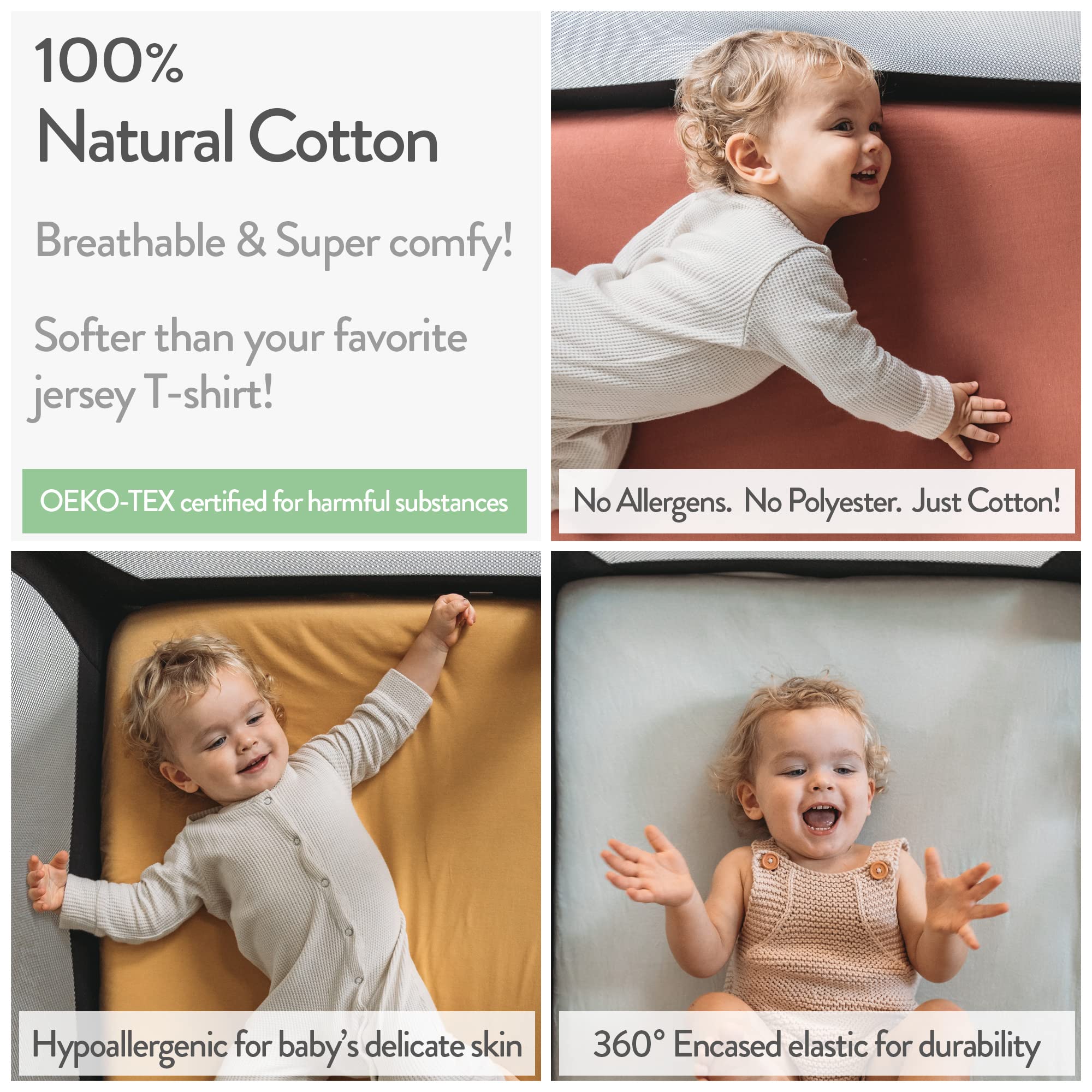 Joey + Joan Bassinet Fitted Sheets 19" x 32" for Cowiewie Mika Micky Bedside Sleeper Bassinet Mattress Pad – Snuggly Soft 100% Jersey Cotton – Dusty Blue + Navy – 2 Pack