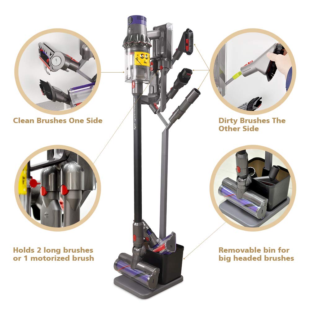 EVERIE Holder Stand Organizer with Bin Compatible with Dyson Handheld Vacuum Cleaners V6 V7 V8 V10 V11