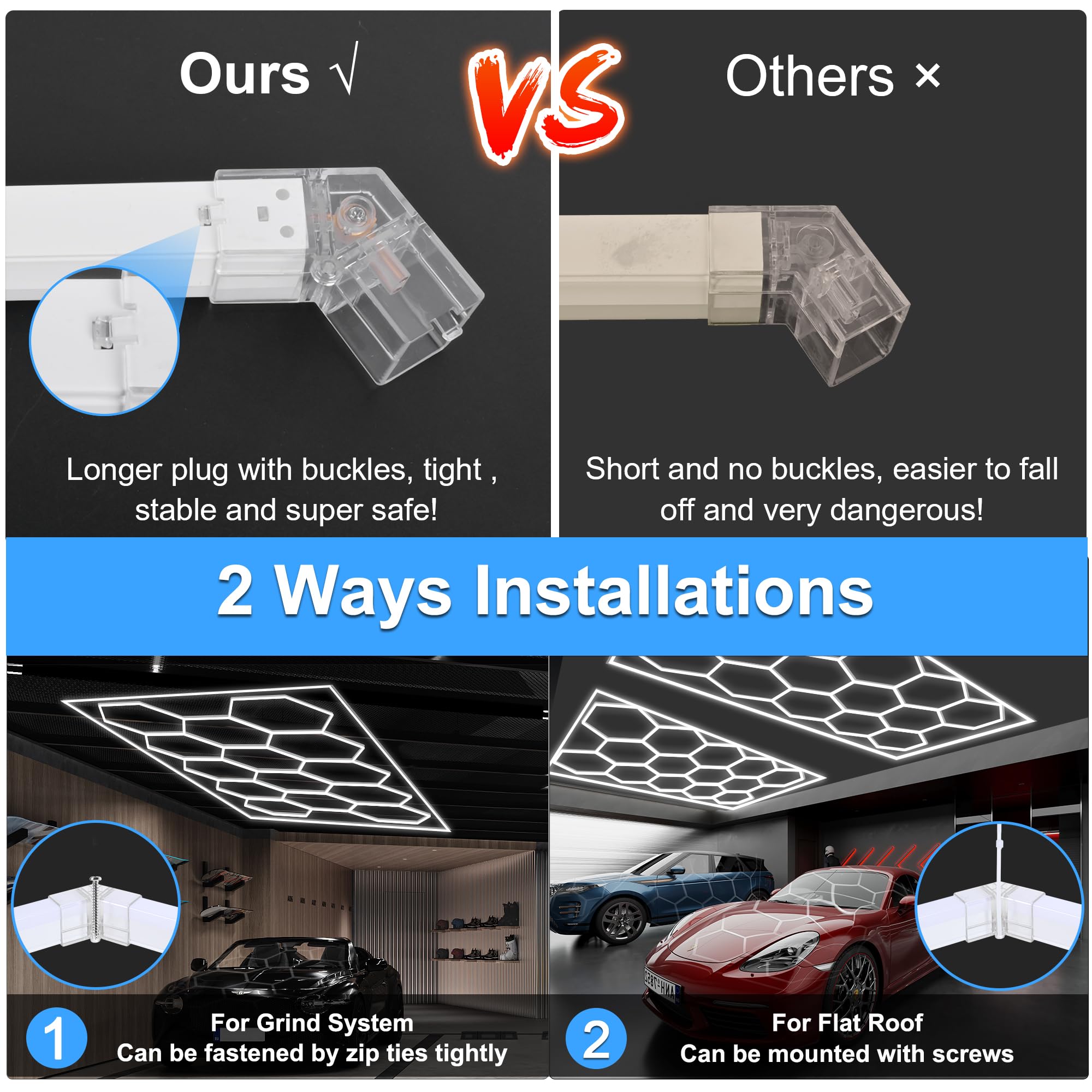 MODERN Hexagon Garage Lights,25 Pack 216W 25920LM High Brightness Hexagon Garage LED Lights for Garage, Shopping Mall, Workshop and Car Detailing Shop etc. … … …