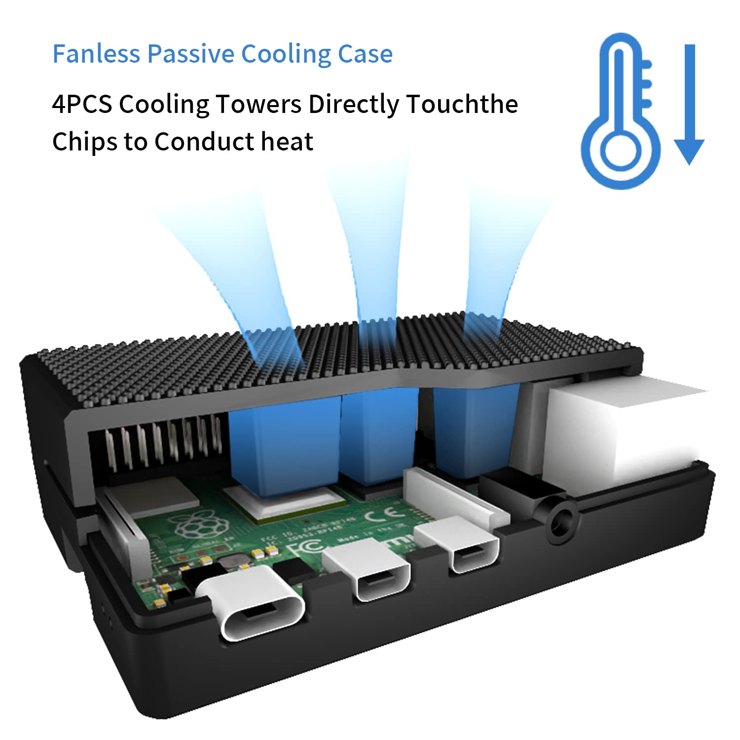 for Raspberry Pi 4 Case, Aluminum Metal Cooling Heatsink for Raspberry pi 4B