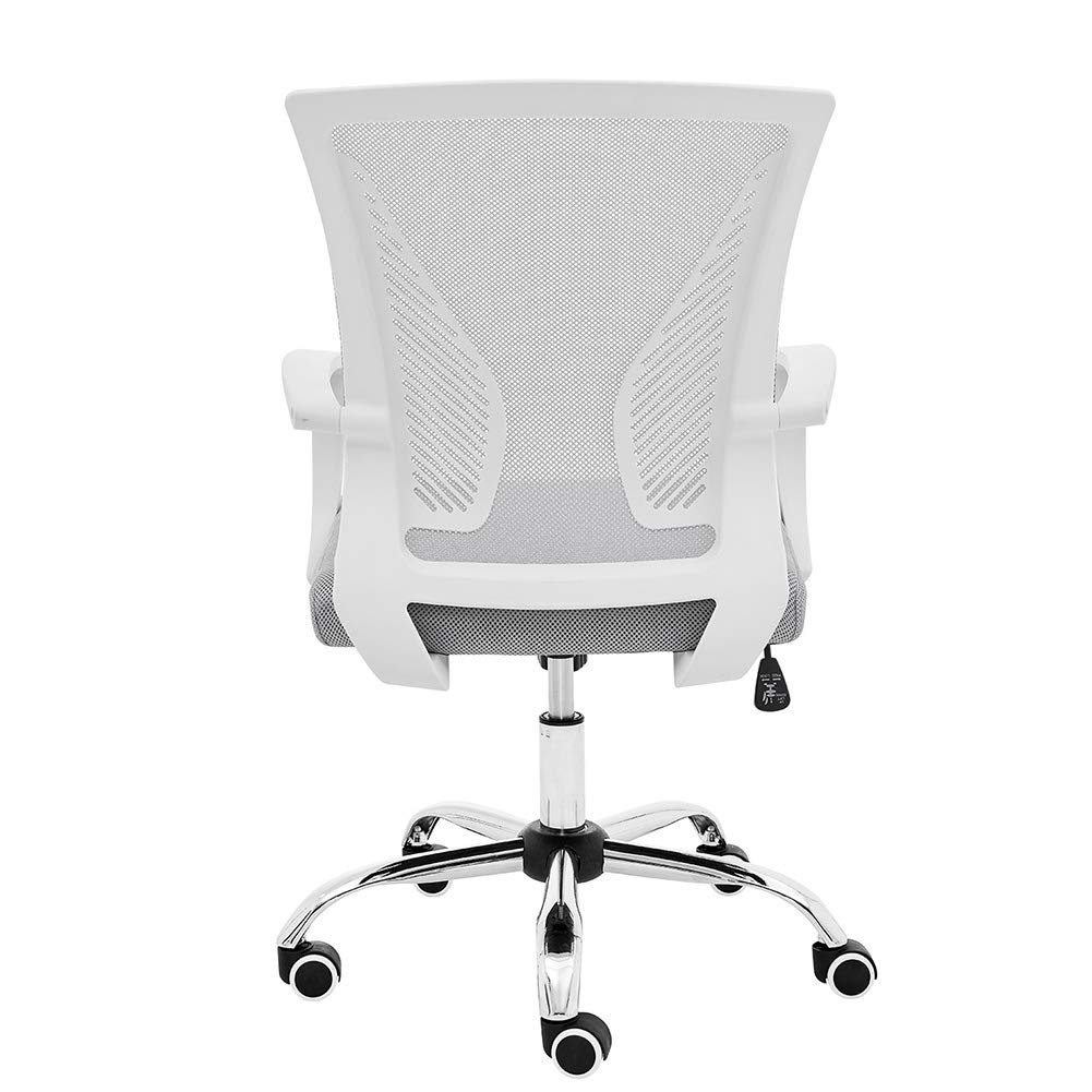 Modern Home Zuna Mid-Back Office Chair - White/Gray, 10.6D x 22.8W x 23.2H Inch
