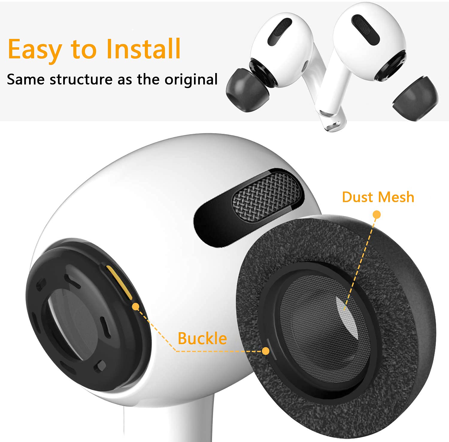 KASOTT Memory Foam Ear Tips for AirPods Pro 1st & 2nd Gen, Replacement Ear Tip Premium Memory Foam Earbud Tips, Perfect Noise Reduction, Ultra-Comfort, Anti-Slip Eartips, Fit in The Charging Case