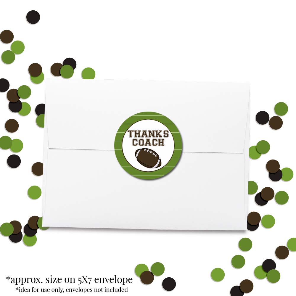 Football Team Coach Appreciation Thank You Sticker Labels, 40 2" Party Circle Stickers by AmandaCreation, Great for Envelope Seals & Gift Bags